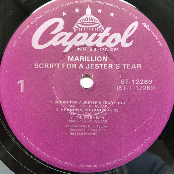 Marillion - Script For A Jester's Tear | Buy Online at Recycled Records Lp