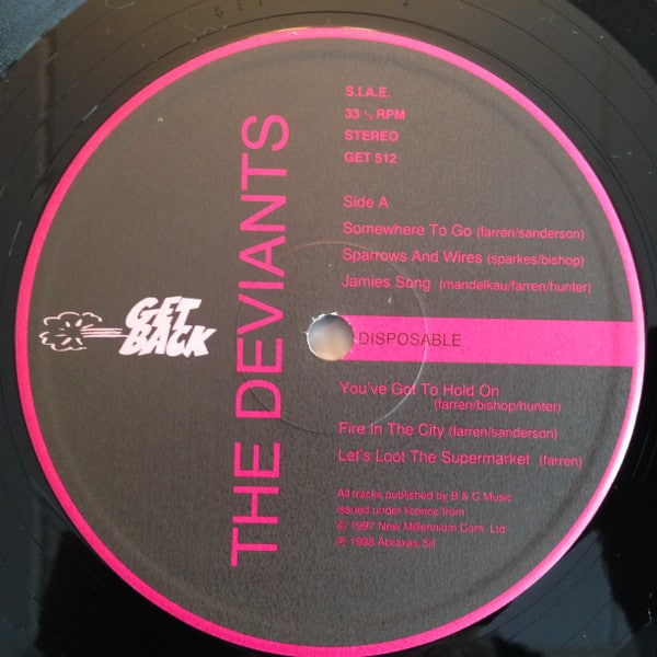 The Deviants (2) - Disposable - Recycled Records Lp