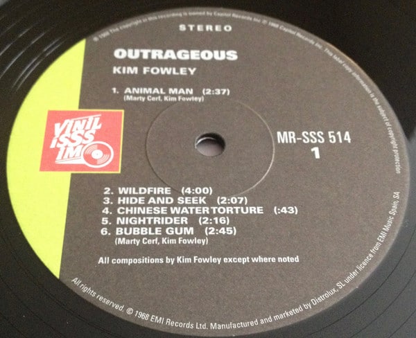 Kim Fowley - Outrageous - Recycled Records Lp