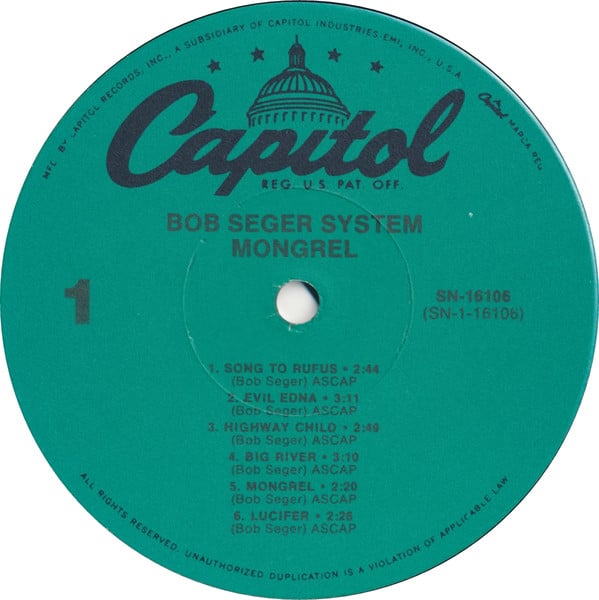 Bob Seger System - Mongrel - Recycled Records Lp
